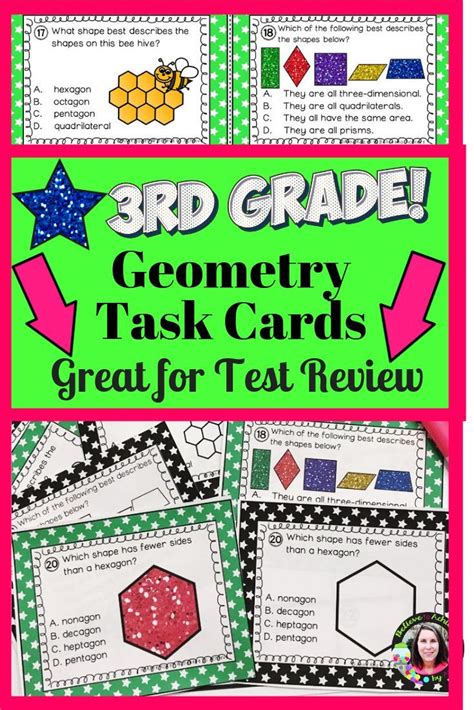 Geometry Test Review Task Cards 3rd Grade Geometry Task Cards Task