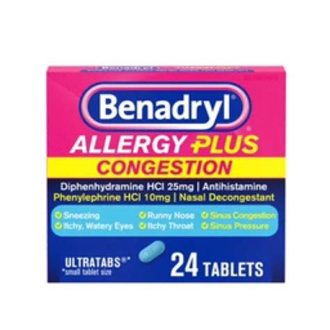 Benadryl Allergy Plus Congestion Ultratabs Allergy Bayharborrx