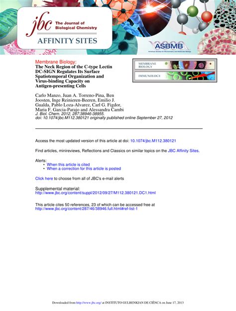 Pdf The Neck Region Of The C Type Lectin Dc Sign Regulates Its