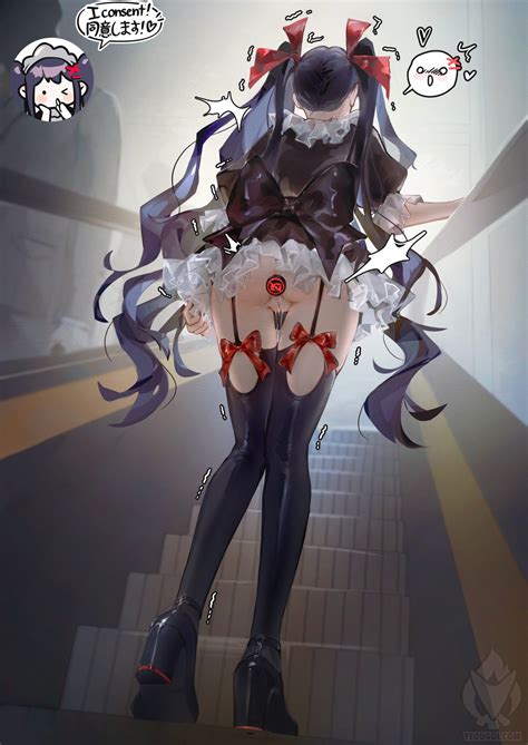 Yeougui Original Highres Girl Anal Anal Object Insertion Ass Black Dress Black Hair