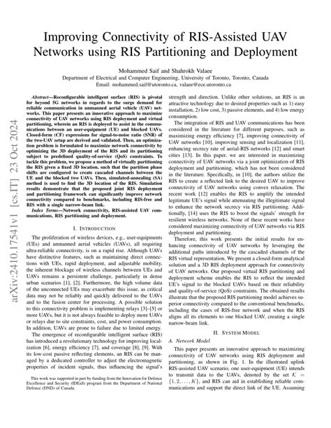 Pdf Improving Connectivity Of Ris Assisted Uav Networks Using Ris Partitioning And Deployment