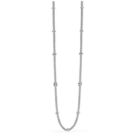 Fope Fope Prima 18ct White Gold 90cm Necklace With Diamond Rondels
