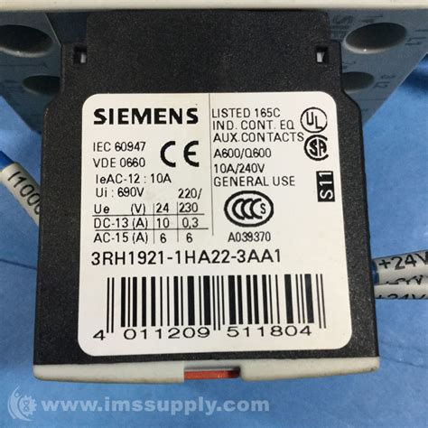 Siemens 3rt1026 1b4 3ma0 Contactor Ims Supply
