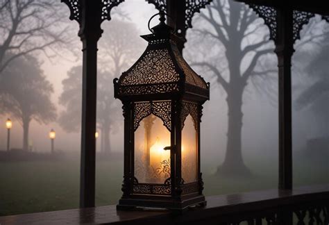 A Lantern That Is Outside In The Fog Premium Ai Generated Image