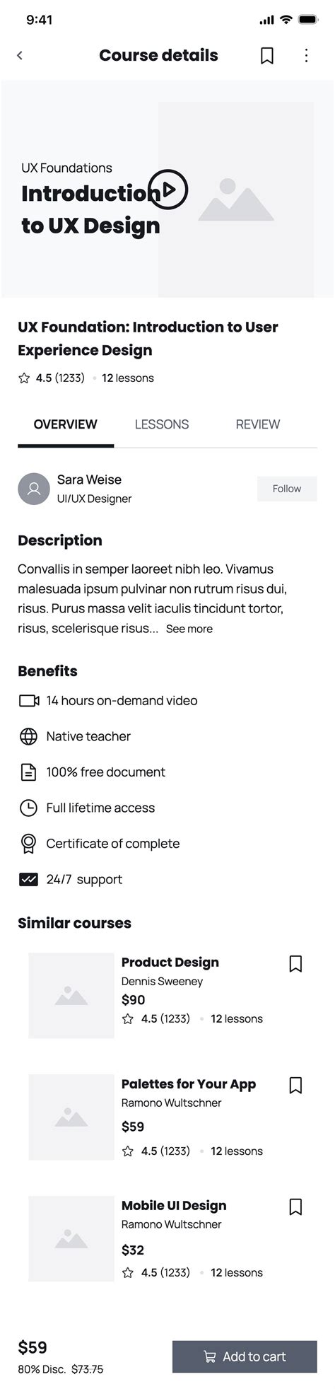 E Learning App Wireframe Template Visily