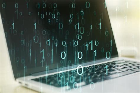 premium photo creative abstract binary code hologram on modern