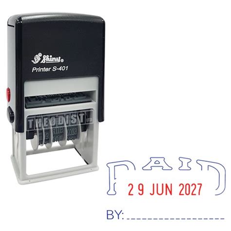Shiny S401 Paid By With Date Pre Inked Stamp Theodist