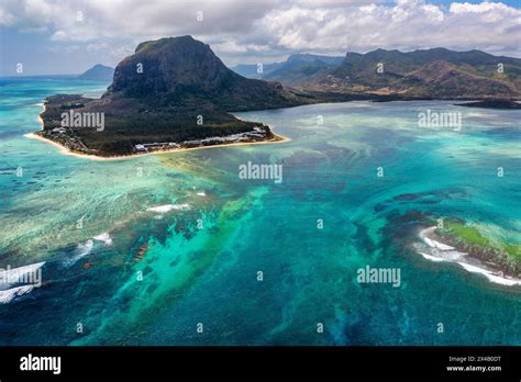 Aerial View Of Mauritius Island Panorama And Famous Le Morne Brabant
