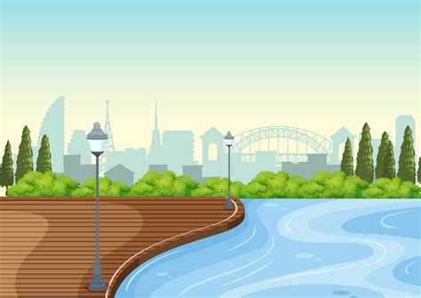 Pond In The Park Background 432429 Vector Art At Vecteezy