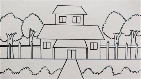 Beautiful Easy Nature House Drawing Simple House Scnery How To