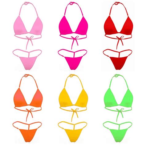 Sexy Micro Bikini Shiny Women Brazilian G String Set Thong Swimwear