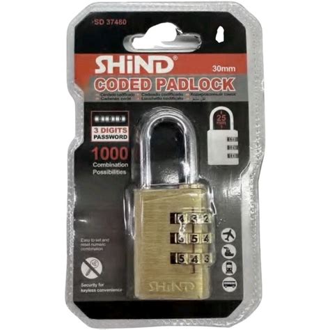 Shind Coded Padlock 3 Digit Combination With 1000 Possible