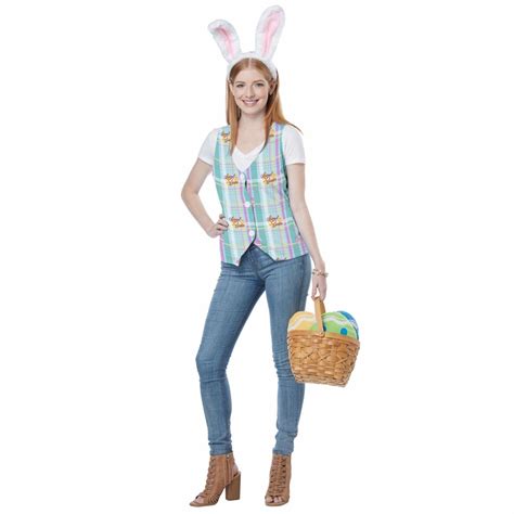 Easter Bunny Hare Rabbit Headband Vest Holiday Dress Up Womens Costume