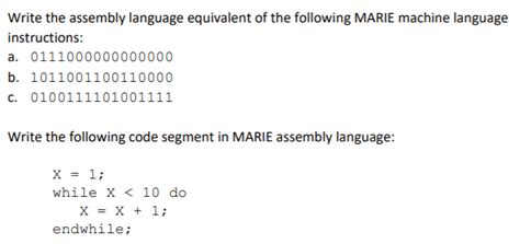 Solved Consider The Marie Program Below A List The