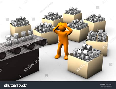 Orange Cartoon Assembly Line Boxes On Stock Illustration 105333035