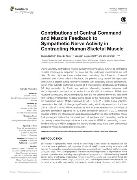 Pdf Contributions Of Central Command And Muscle Feedback To