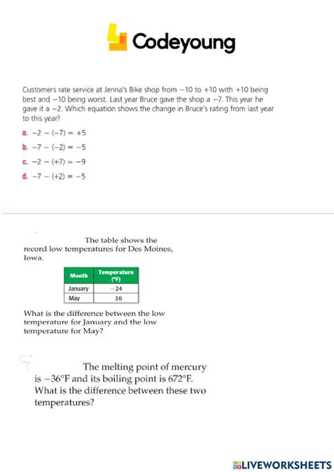 Addition Subtraction Contextual Problems Advanced Worksheet Live