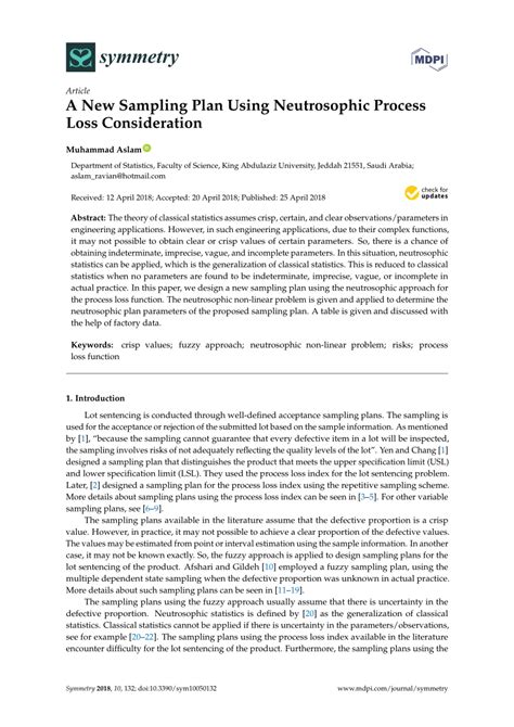 Pdf A New Sampling Plan Using Neutrosophic Process Loss Consideration