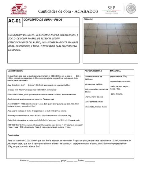 Cantidades De Obra Pdf Papel Materiales