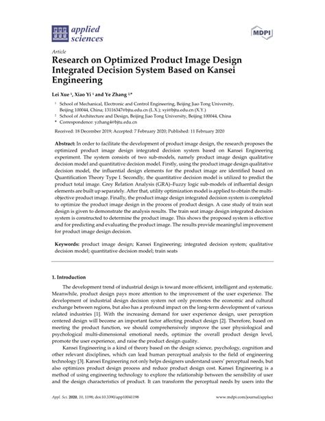 Pdf Research On Optimized Product Image Design Integrated Decision