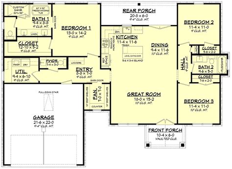 Ranch Style House Plans With Open Floor Plan 3 Bedroom
