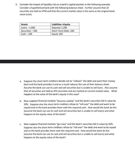 Solved 5 Consider The Impact Of Liquidity Risk On A Banks