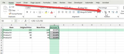 How To Calculate A Decrease In Percentage In Excel Step By Step Guide