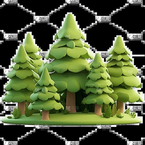3d风格植物静态贴纸 圣诞树素材 花瓣网