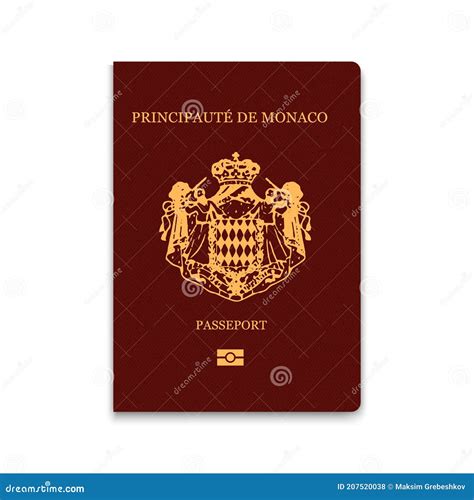 Passport Of Monaco Citizen Id Template Stock Illustration
