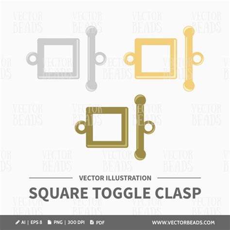 Vector Clip Art Pack Of Square Toggle Clasp Instant Download Etsy