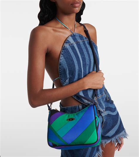 Yummy Leather Trimmed Shoulder Bag In Green Pucci Mytheresa