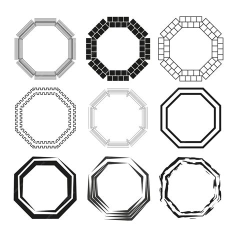Octagonal Frame Designs Geometric Pattern Set Abstract Decorative
