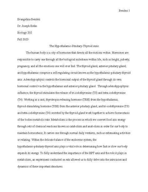 Biology 202 Hpt Axis Understanding The Hypothalamic Pituitary