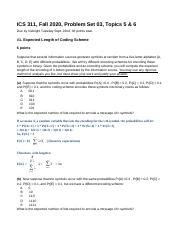 Problem Set Docx ICS Fall Problem Set Topics Due By Midnight Tuesday Sept