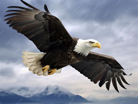 Un águila Calva Vuela Sobre Una Montaña Foto Premium