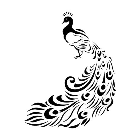 Premium Vector Peecoock Design With Floral Style Tail Feathers Vector