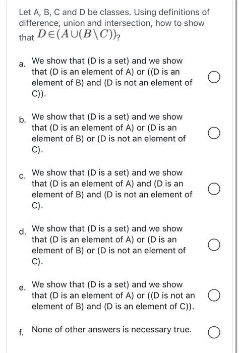 solved let a b c and d be classes using definitions of