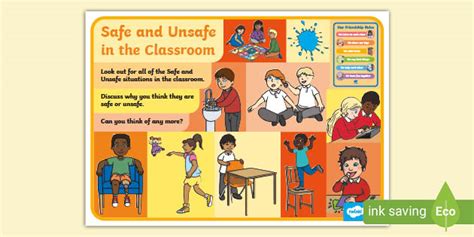 Safe And Unsafe In The Classroom Activity Poster