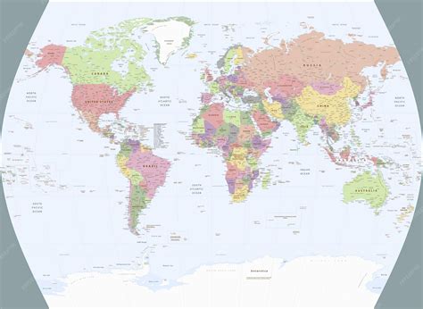 Mapa Do Mundo Político Projeção Do Times Vetor Premium
