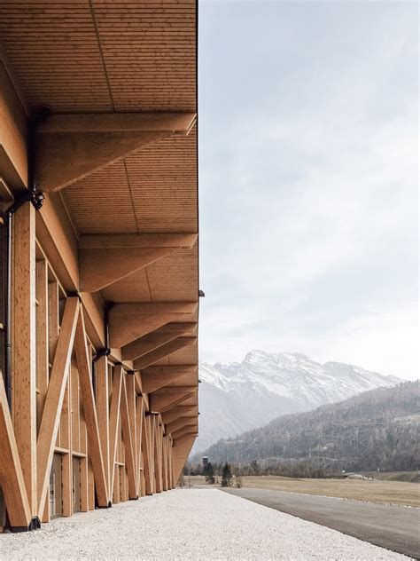 Timber Trusses Support Roof Of Congress And Exhibition Centre In Italy