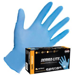 Sas Safety Derma Lite Nitrile Gloves Thickness 5 Mil 100 Per Box Size