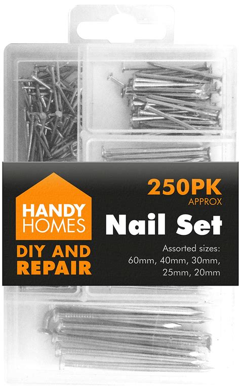 250pk Hardware Assorted Nails Set Uk Diy And Tools