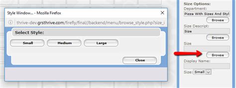 Size And Style Buttons Thrive Pos Customer Learning Center