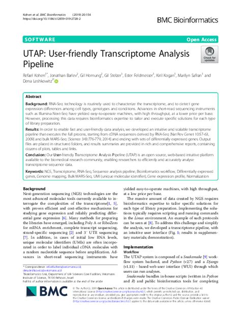 Pdf Utap User Friendly Transcriptome Analysis Pipeline