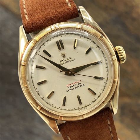 1961 Vintage Rare Rolex 6085 14k Yellow Gold Red Officially Writing