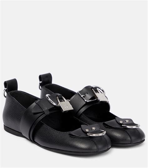 Lock Leather Ballet Flats In Black Jw Anderson Mytheresa