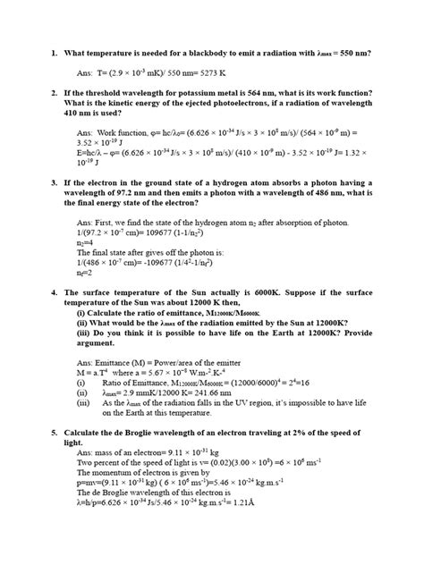 Solution Assignment 1 Pool Pdf Atomic Orbital Energy Level