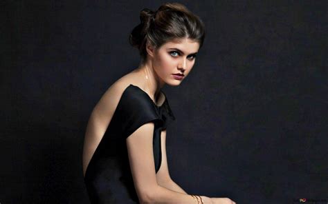 Model Alexandra Daddario Wearing A Black Backless Dress 2k Wallpaper Download