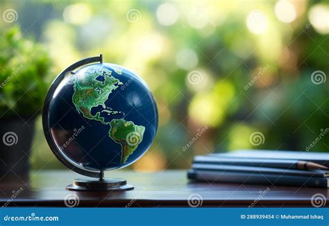 Earths Reminder Small Blue Globe Embodies Global Consciousness On Desk