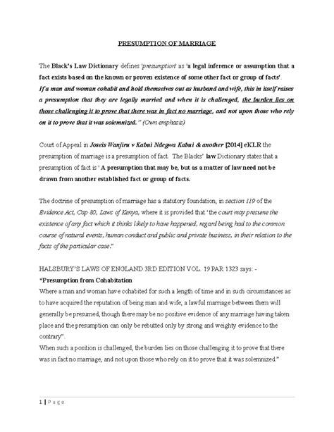 Presumption Of Marriage Presumption Of Marriage The Blacks Law